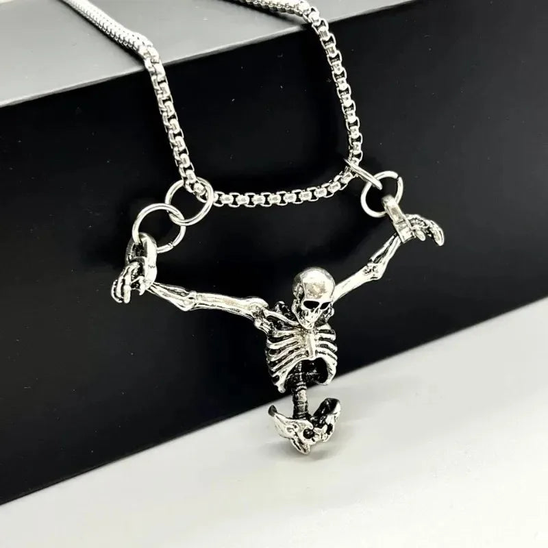 Silver Skeleton Pendant Chain Necklace: The Edgy Gift for Alternative ...